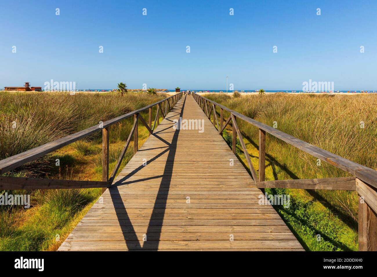 Long beachside boardwalk Stock Photo - Alamy