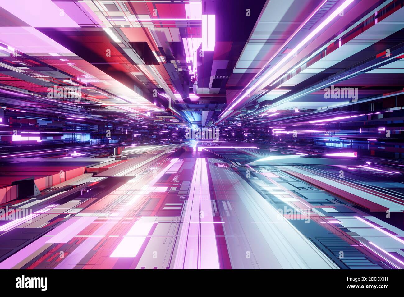 3D rendered Illustration inside CPU circuit board digital hardware ...