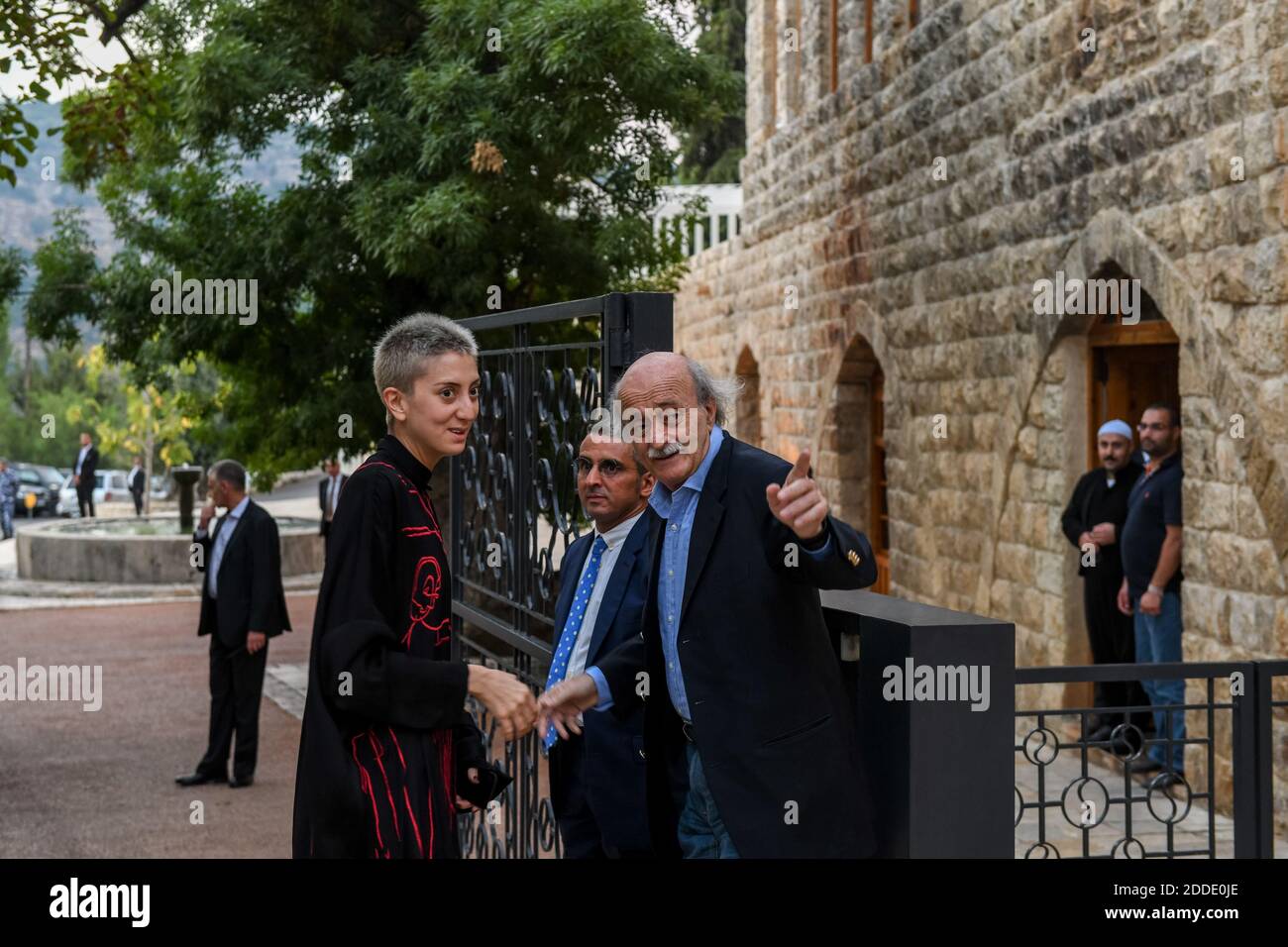 Druze leader Walid Jumblatt and his daughter Dalia seen as he waits for former French president ...