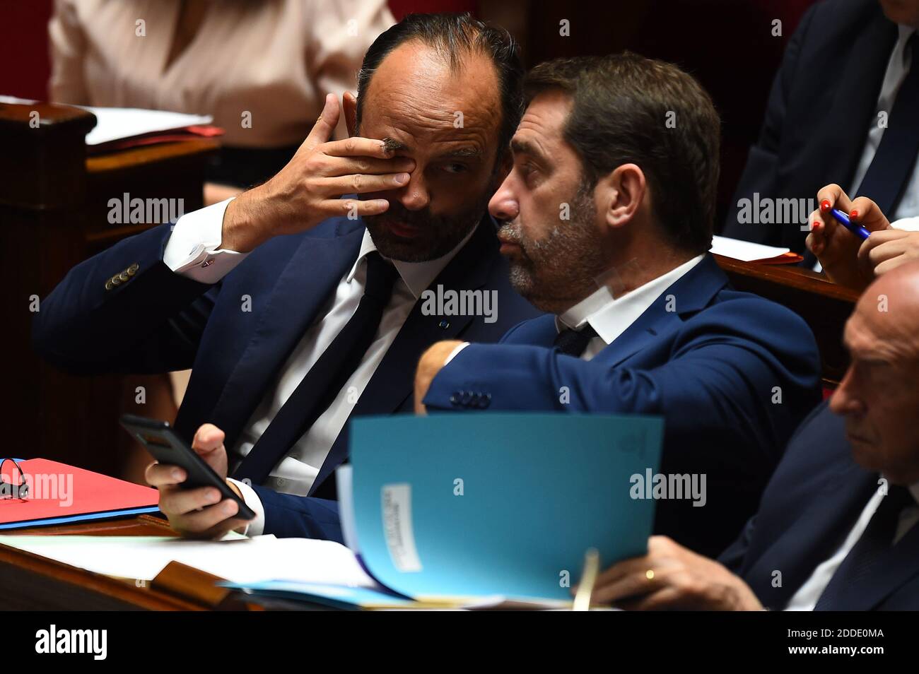 Prime Minister Edouard Philippe and Christophe Castaner during a ...
