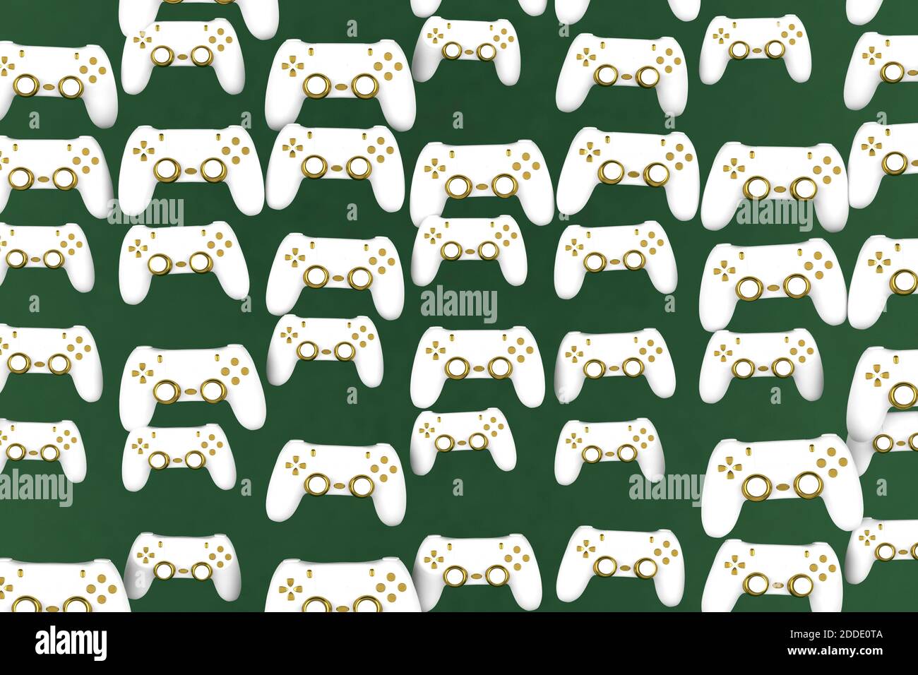 Pattern of white and gold colored video game consoles Stock Photo - Alamy