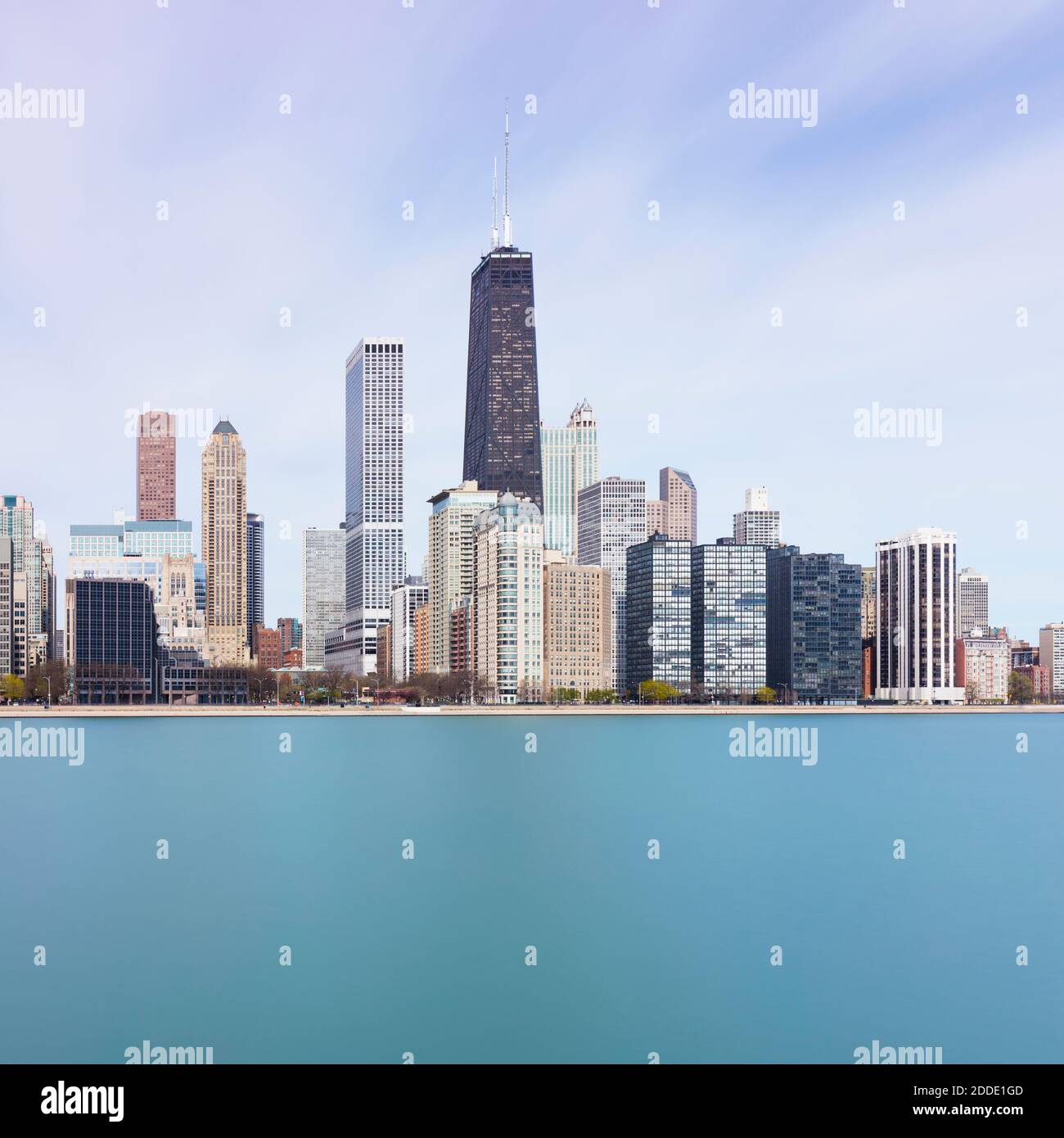 Chicago skyline against blue sky, USA Stock Photo - Alamy