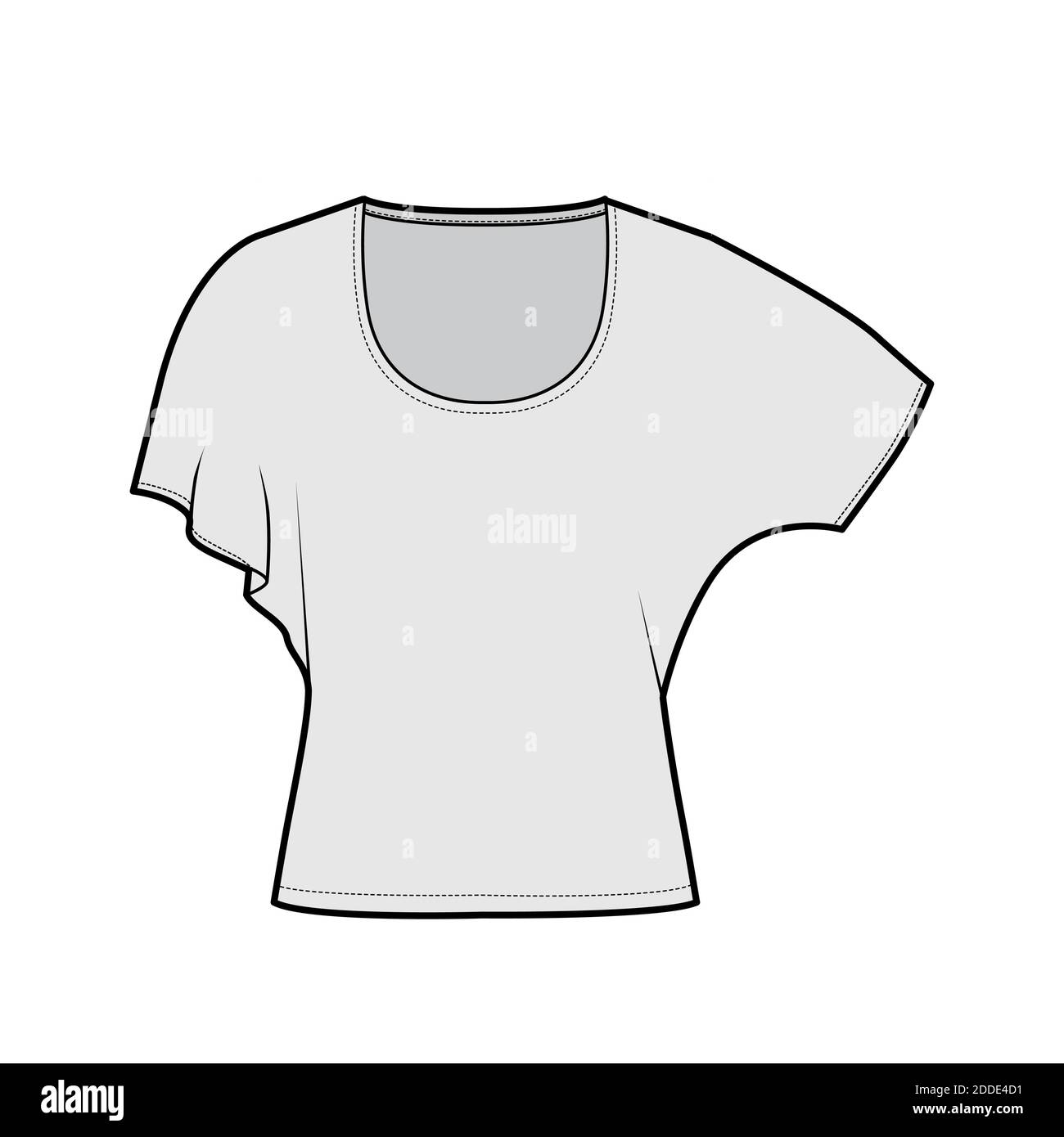 Top with medium batwing sleeves technical fashion illustration with ...