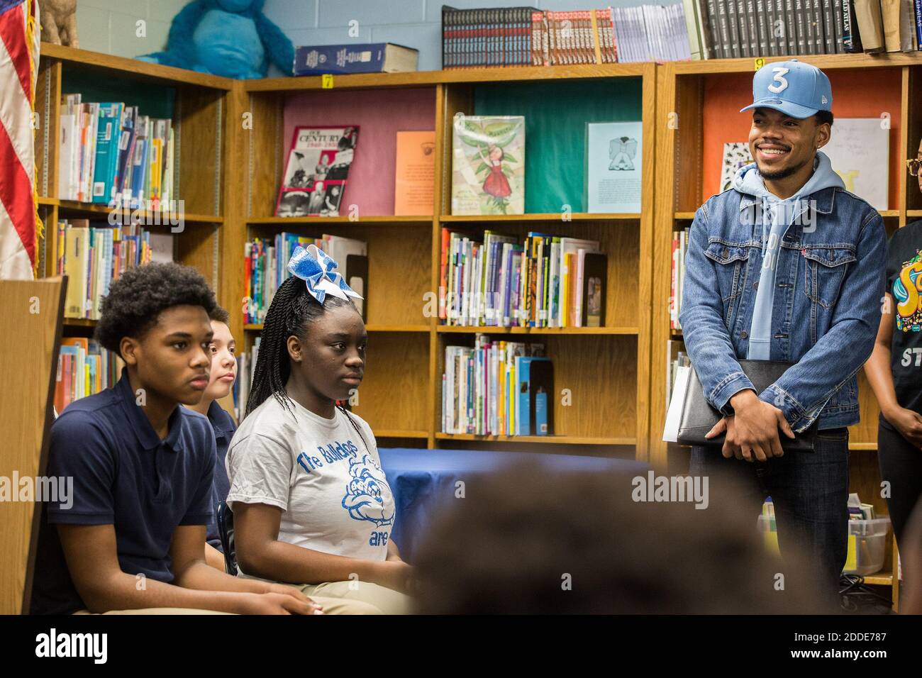 NO FILM, NO VIDEO, NO TV, NO DOCUMENTARY - Chance the Rapper holds a ...