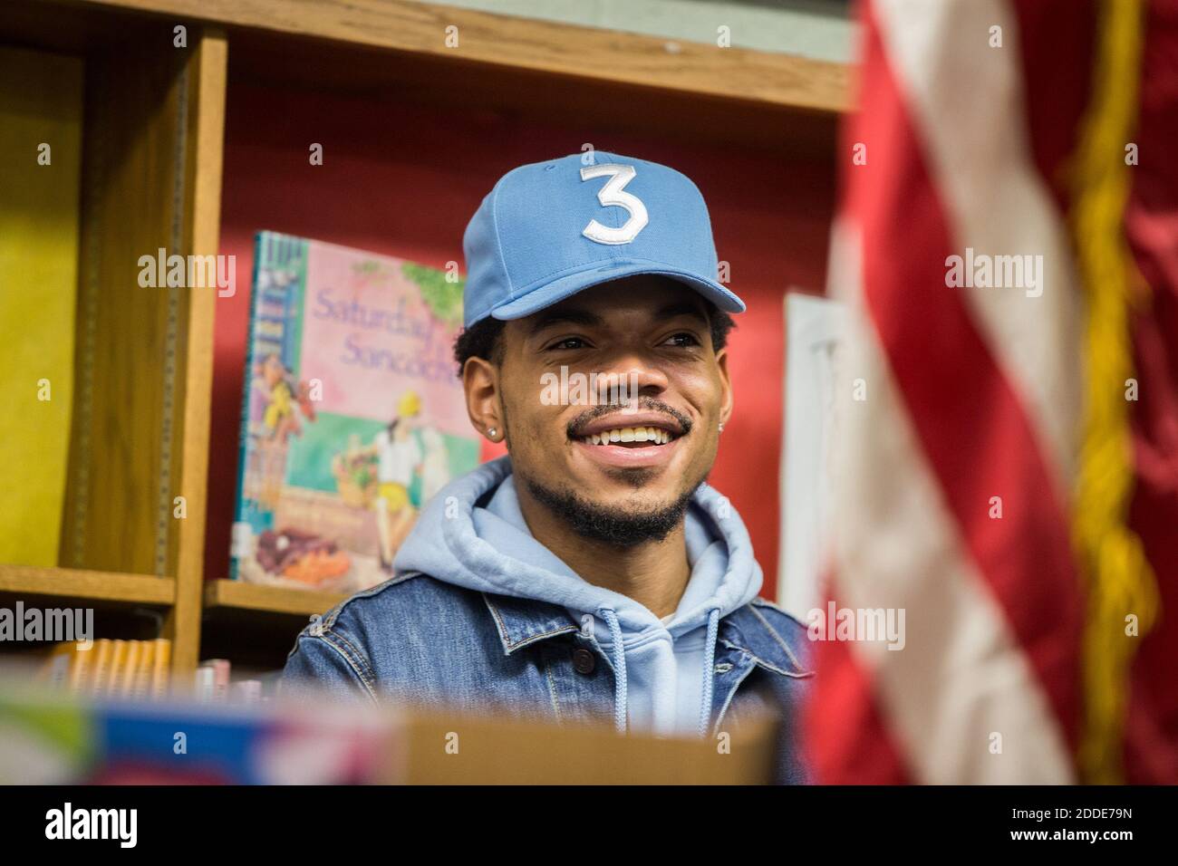 NO FILM, NO VIDEO, NO TV, NO DOCUMENTARY - Chance the Rapper holds a ...