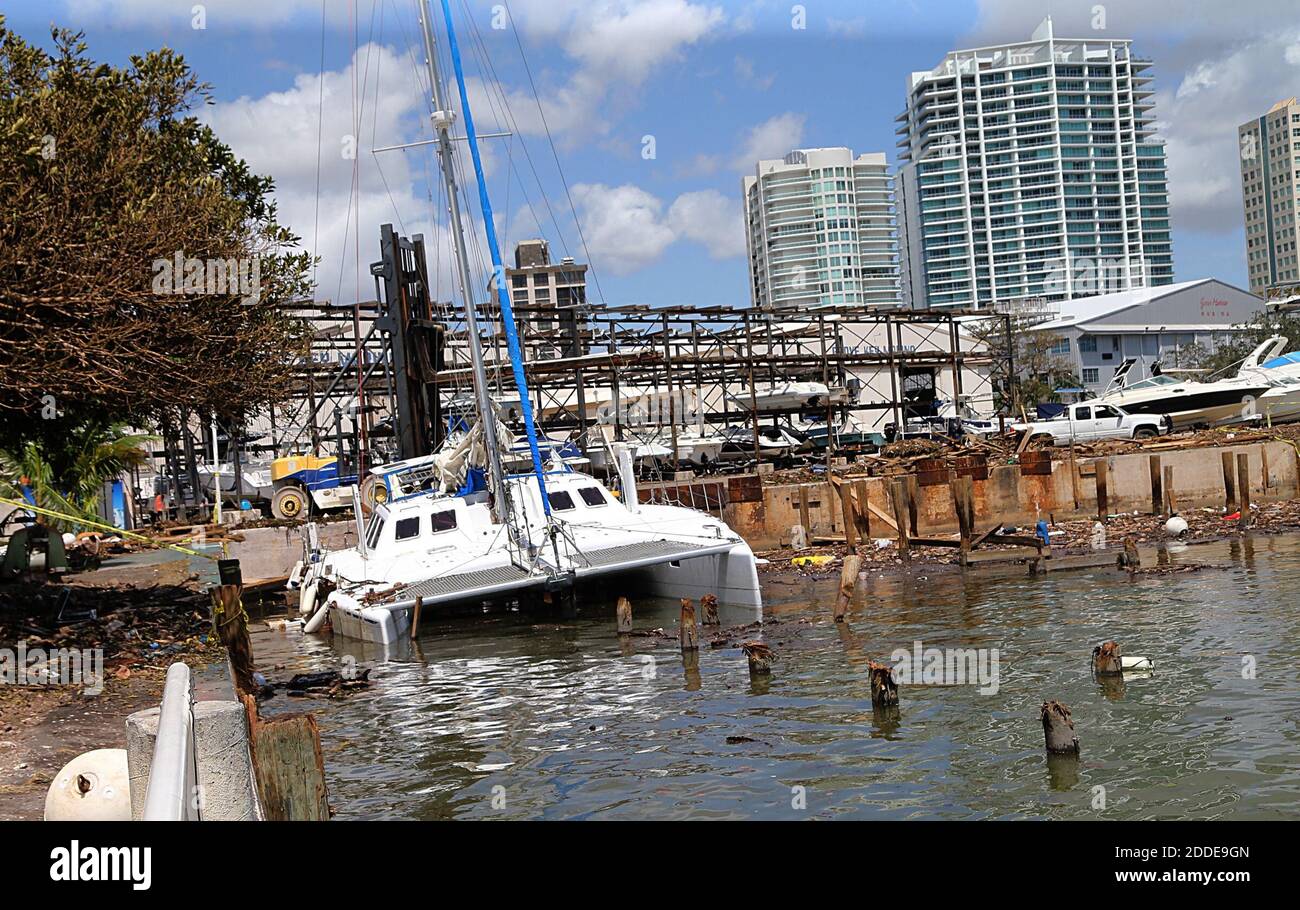 NO FILM, NO VIDEO, NO TV, NO DOCUMENTARY - A sunken catamaran at Grove ...