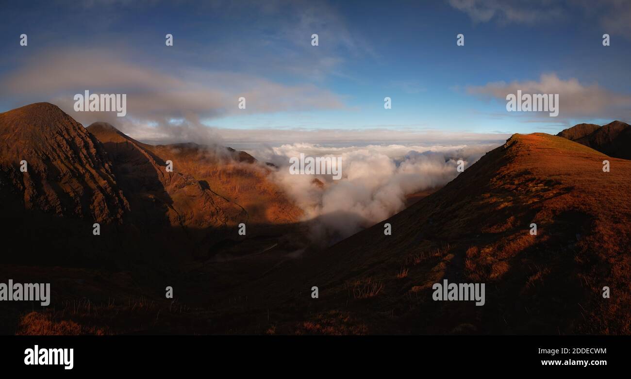 Kerry mountains in sunset tones Stock Photo - Alamy