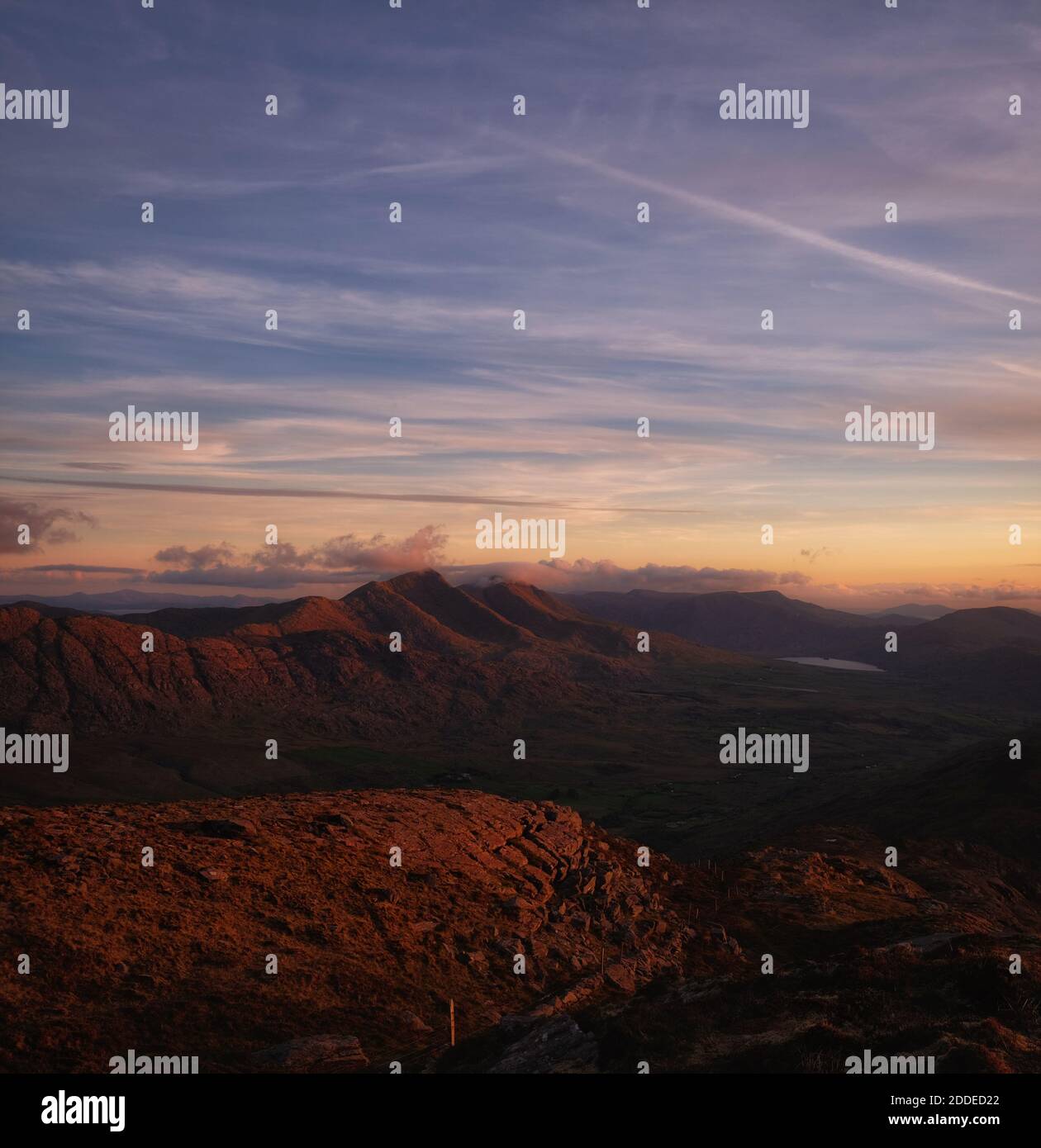 Kerry mountains in sunset tones Stock Photo - Alamy