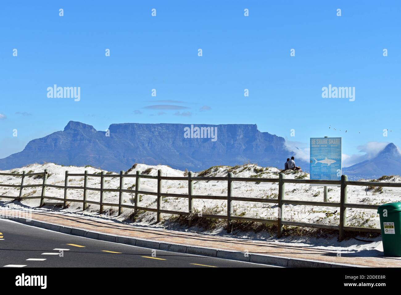 Table Mountain, Devils Peak and Lions Head seen from the beach side ...