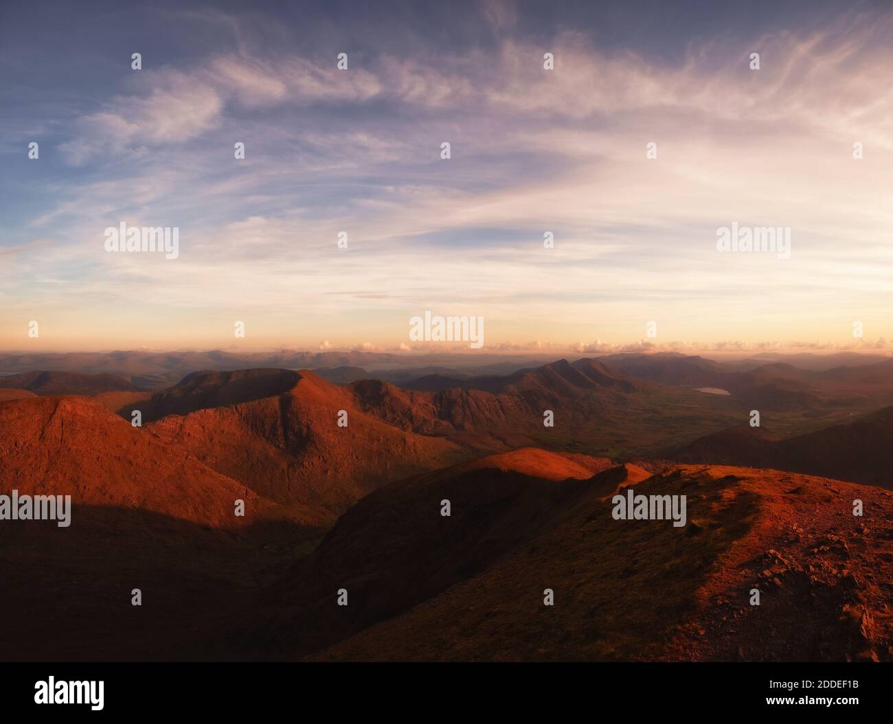 Kerry mountains in sunset tones Stock Photo - Alamy