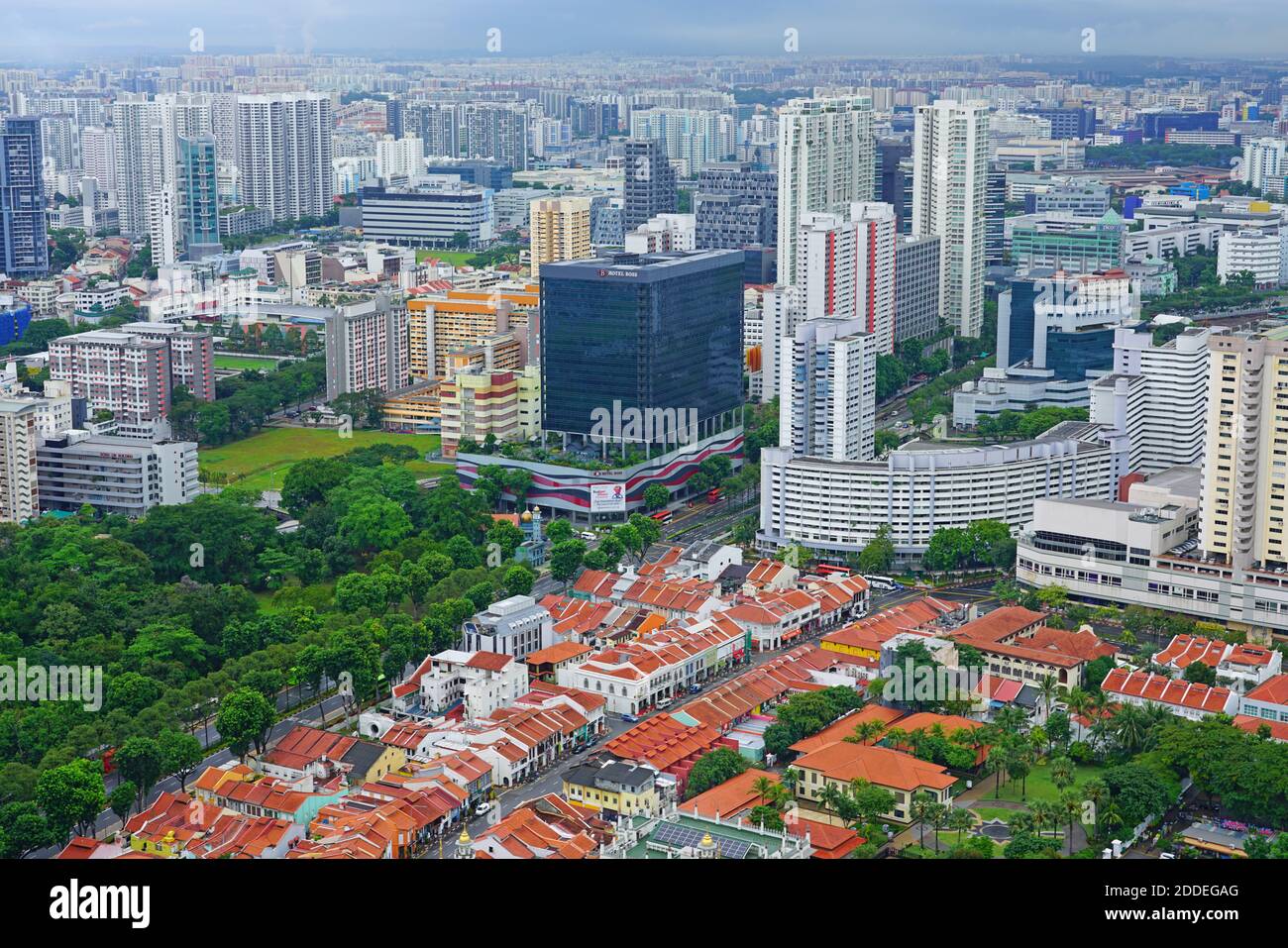 SINGAPORE -9 DEC 2019- Evening cityscape view of high-rise buildings in ...