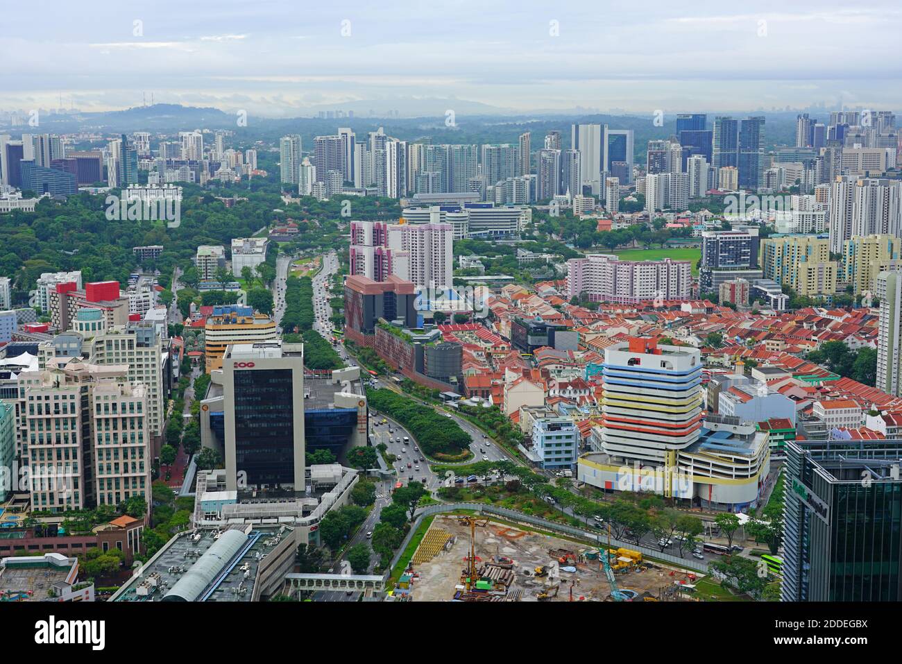 SINGAPORE -9 DEC 2019- Evening cityscape view of high-rise buildings in ...