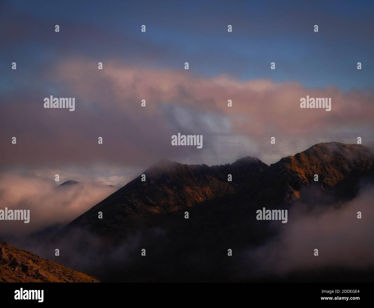 Kerry mountains in sunset tones Stock Photo - Alamy
