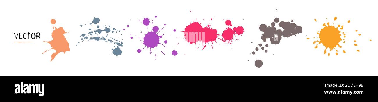 Multi-colored spots of paint on a white background. Grunge frame of ...