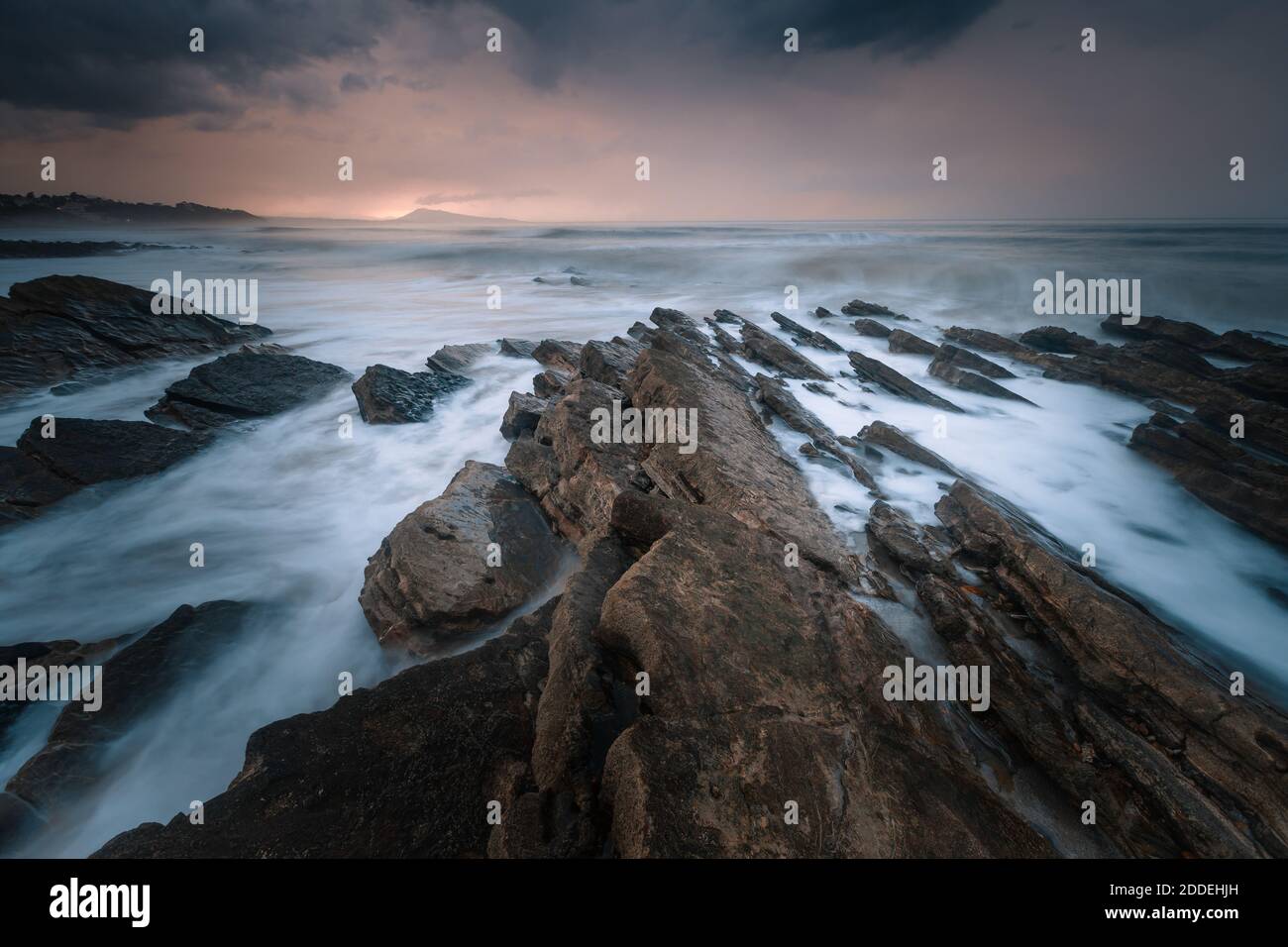 Sunset at the beach of Bidart, Basque Country Stock Photo - Alamy