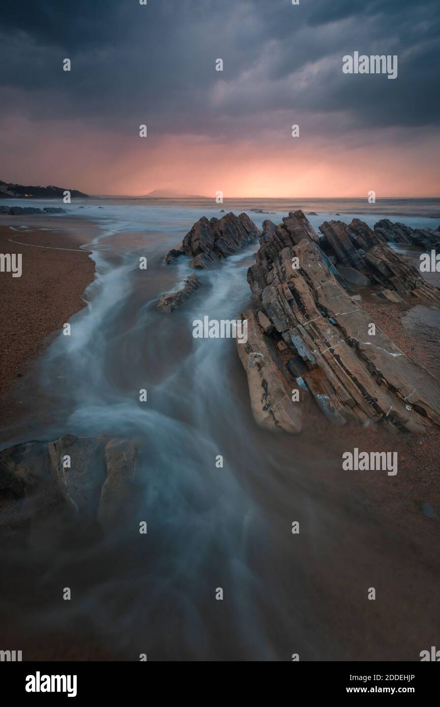 Sunset at the beach of Bidart, Basque Country Stock Photo - Alamy
