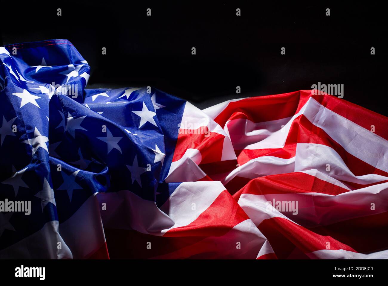 Crumpled, vintage American flag. Real photo. Closeup Stock Photo - Alamy