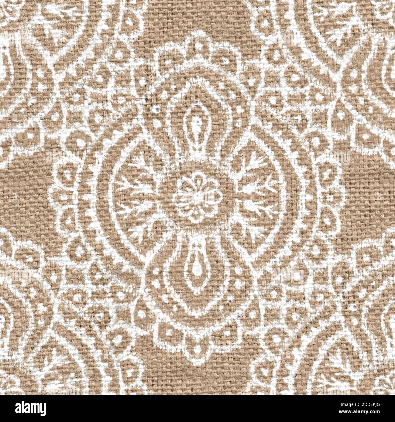 Seamless burlap with white paint pattern overlay Stock Photo - Alamy