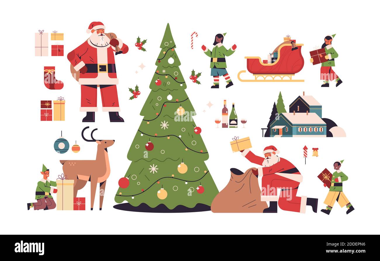 new year elements set merry christmas holidays celebration concept ...