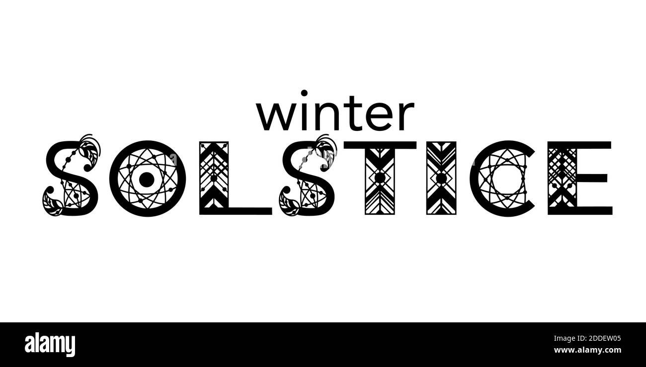 Winter solstice lettering. Elements for invitations, posters, greeting ...