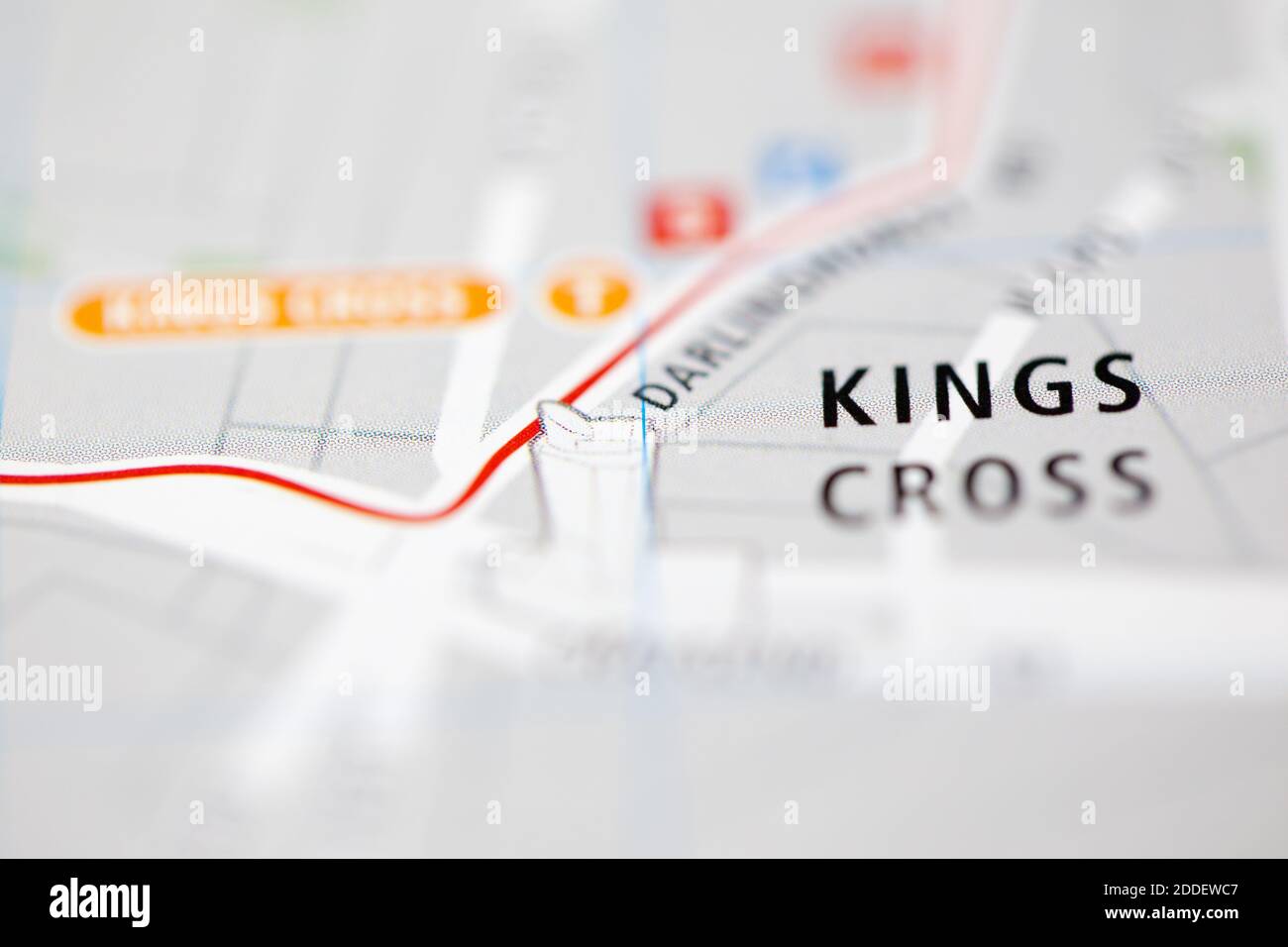 Shallow depth of field focus on geographical map location of Kings ...