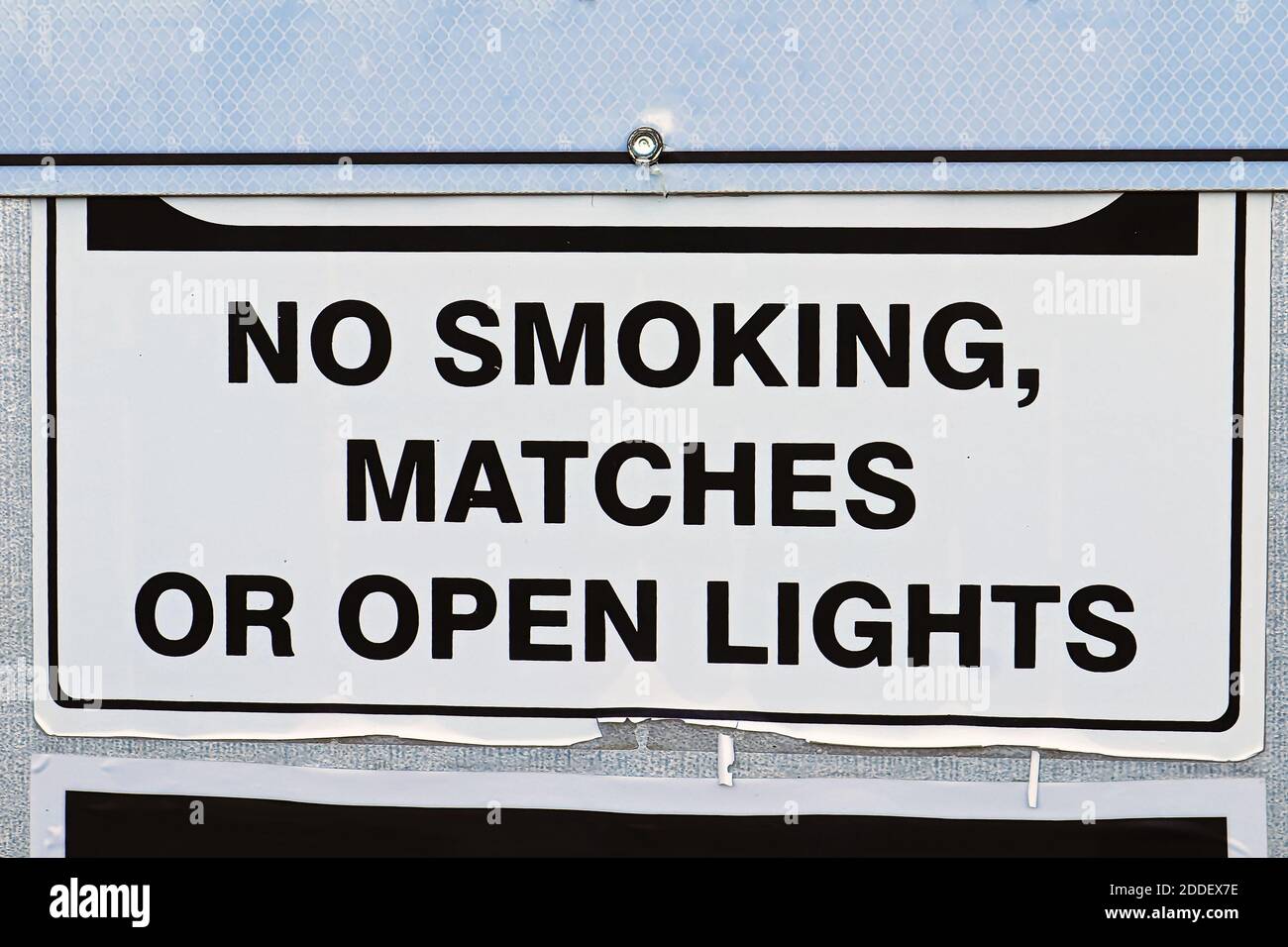 A No Smoking Matches or Open Lights sign Stock Photo - Alamy