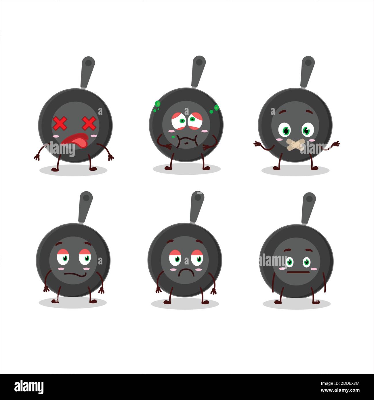 Frying pan cartoon character with nope expression. Vector illustration ...