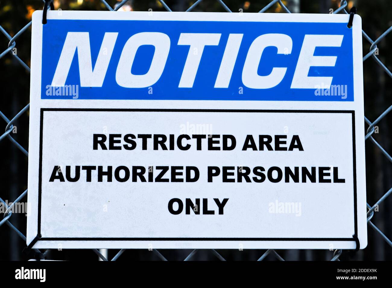 Closeup notice restricted area hi-res stock photography and images - Alamy