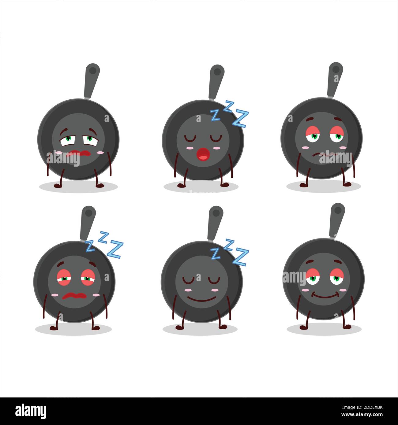 Cartoon character of frying pan with sleepy expression. Vector ...