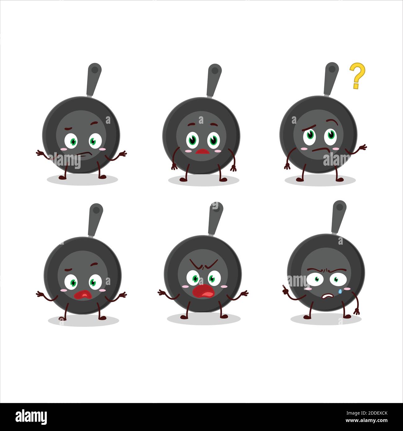 Cartoon character of frying pan with what expression. Vector ...