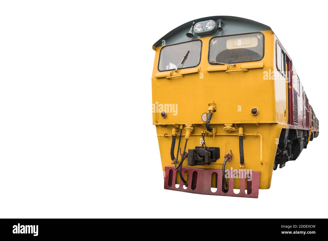head train hauled diesel electric locomotive with isolated white ...