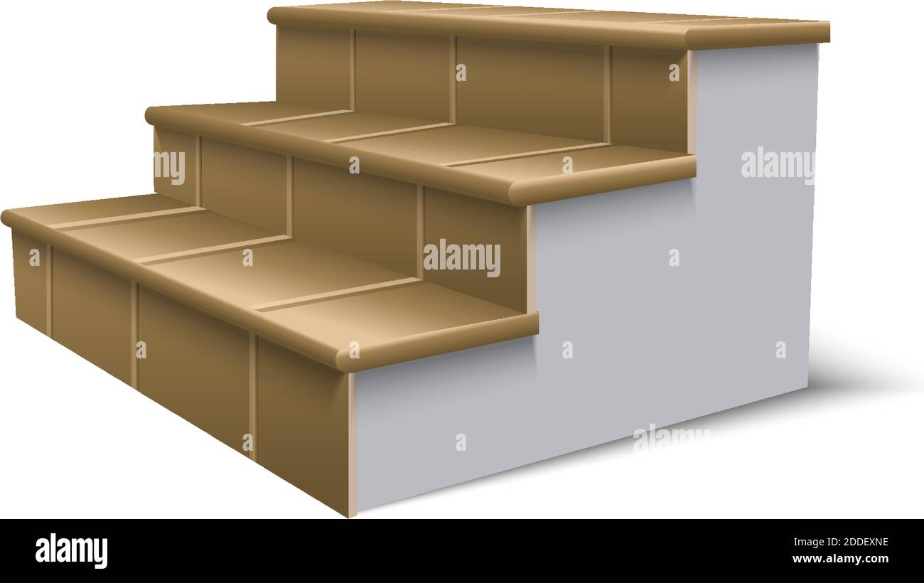 3d realistic vector icon illustration of stairs. Isolated on white ...