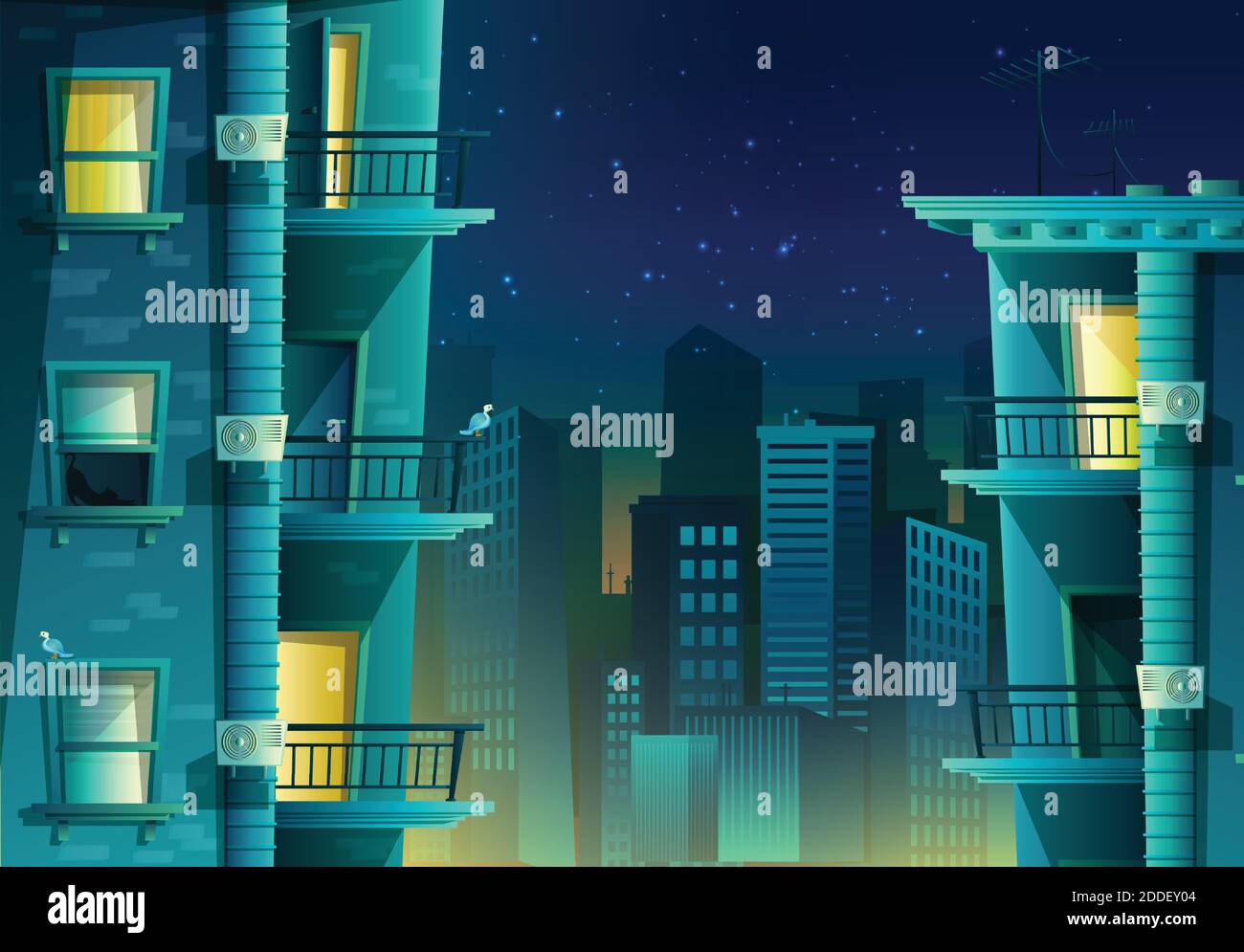 Street view dusk in Stock Vector Images - Alamy