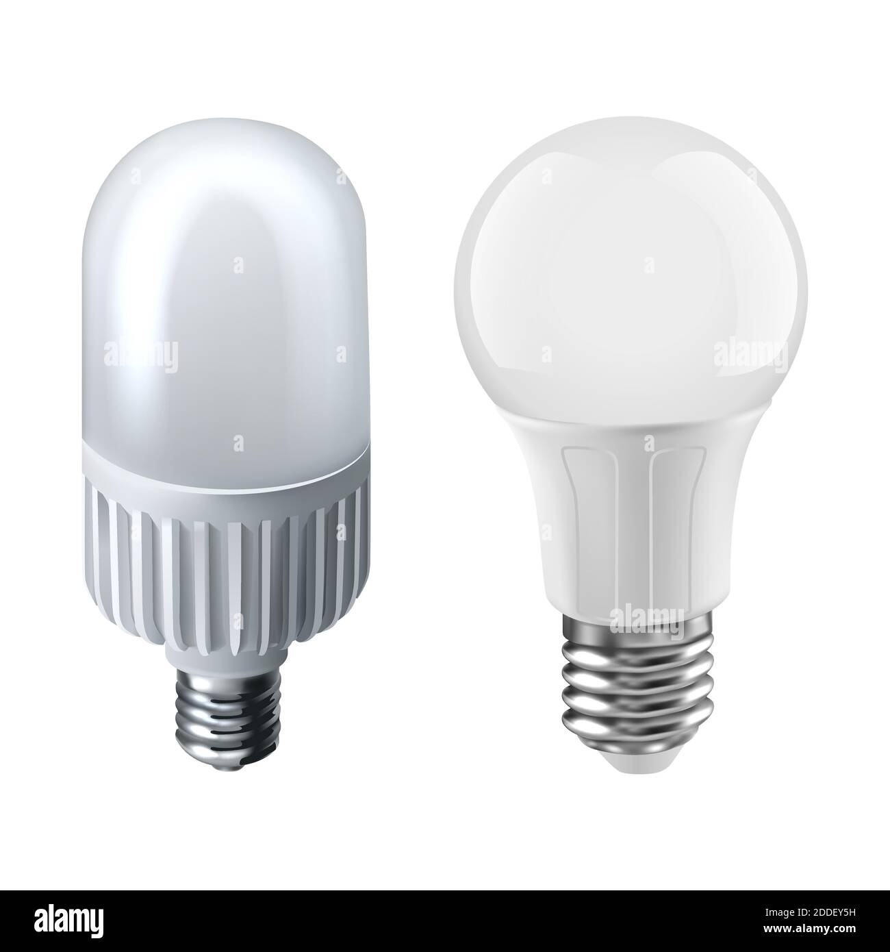 3d realistic vector icon illustration of two types of light bulbs ...