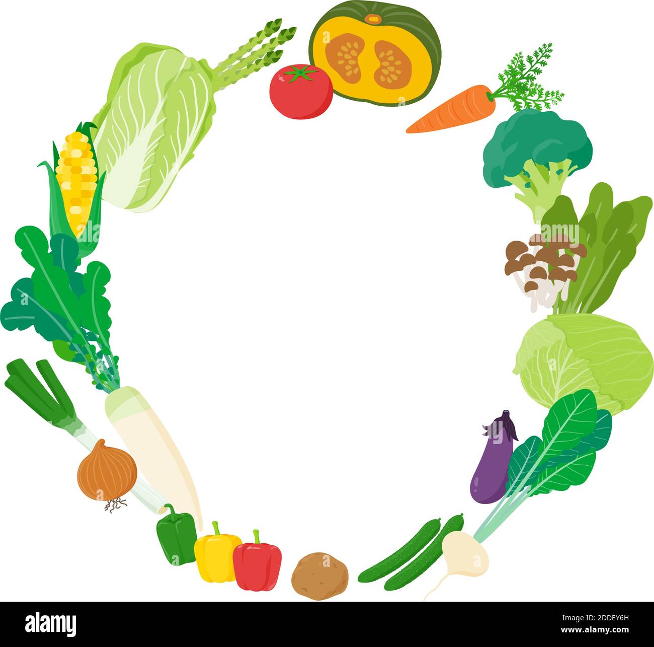 A round frame made of vegetables.Vector art that is easy to edit Stock ...
