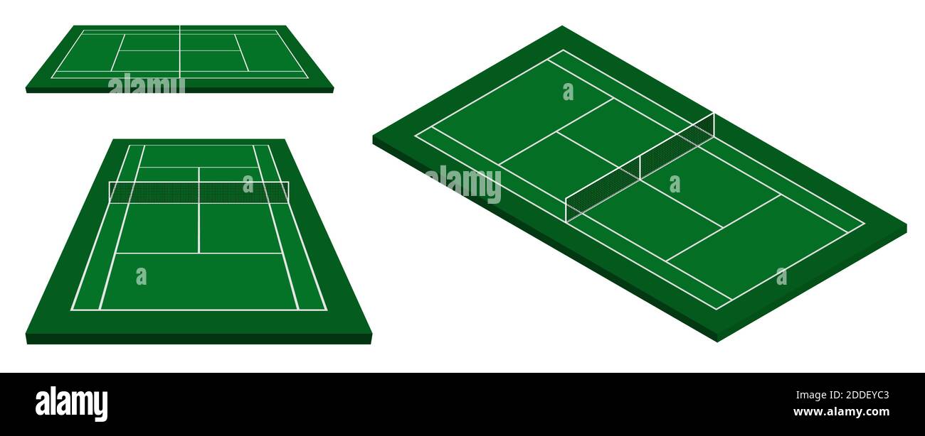 green tennis court in isometric view. Outdoor tennis court. Sports ...