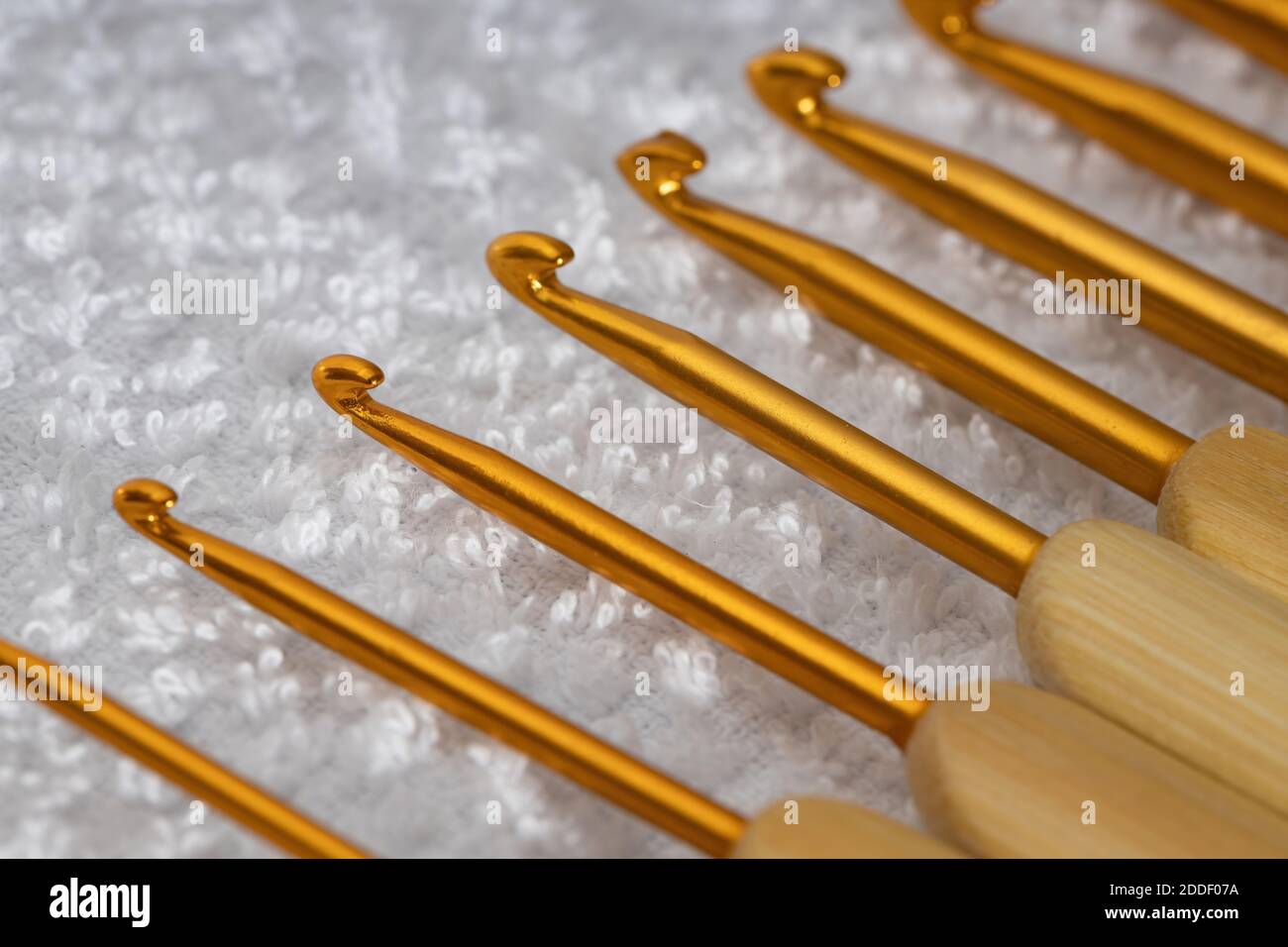 Crochet needles in close up Stock Photo - Alamy