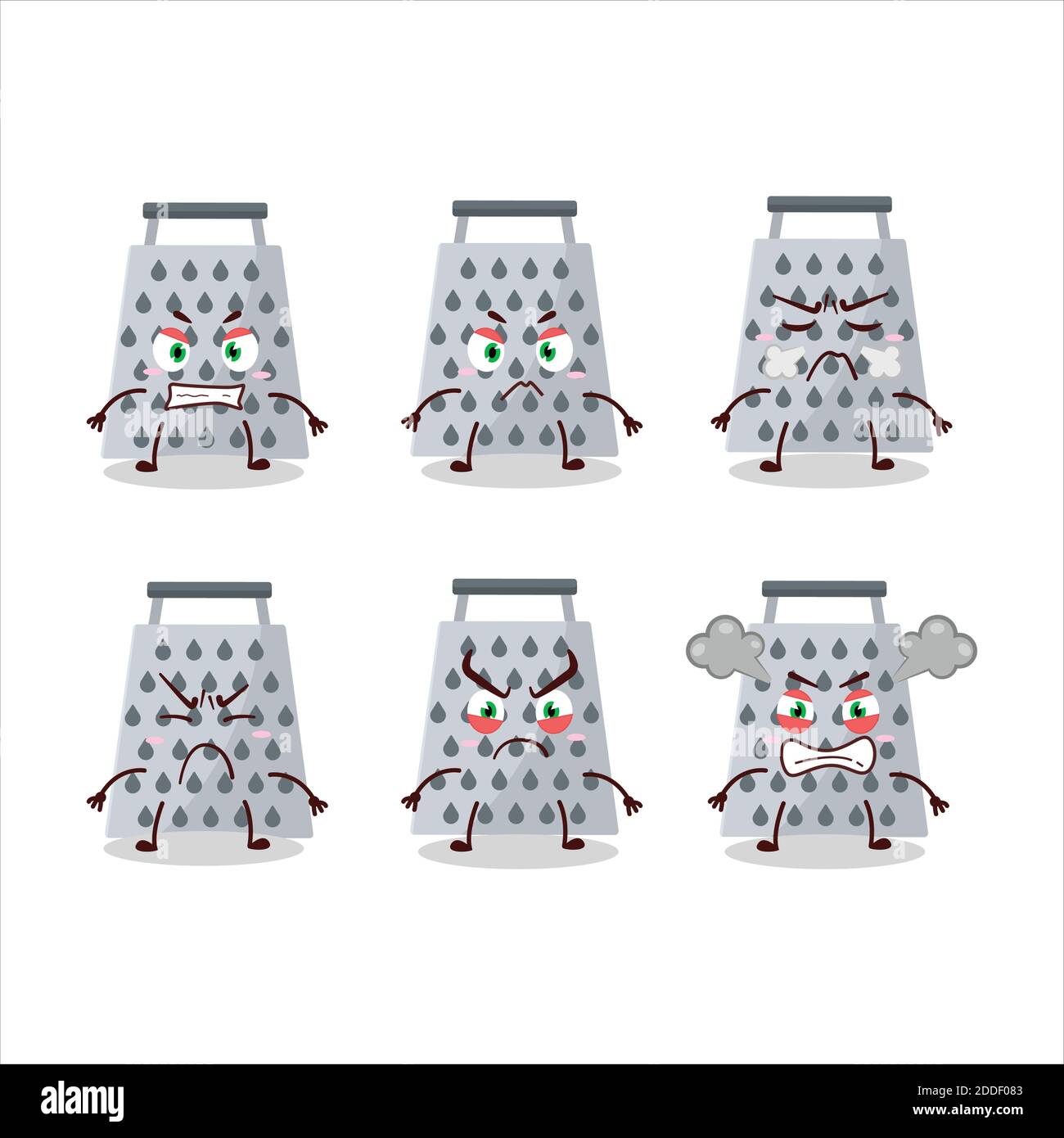 Grated cheese cartoon character with various angry expressions. Vector ...
