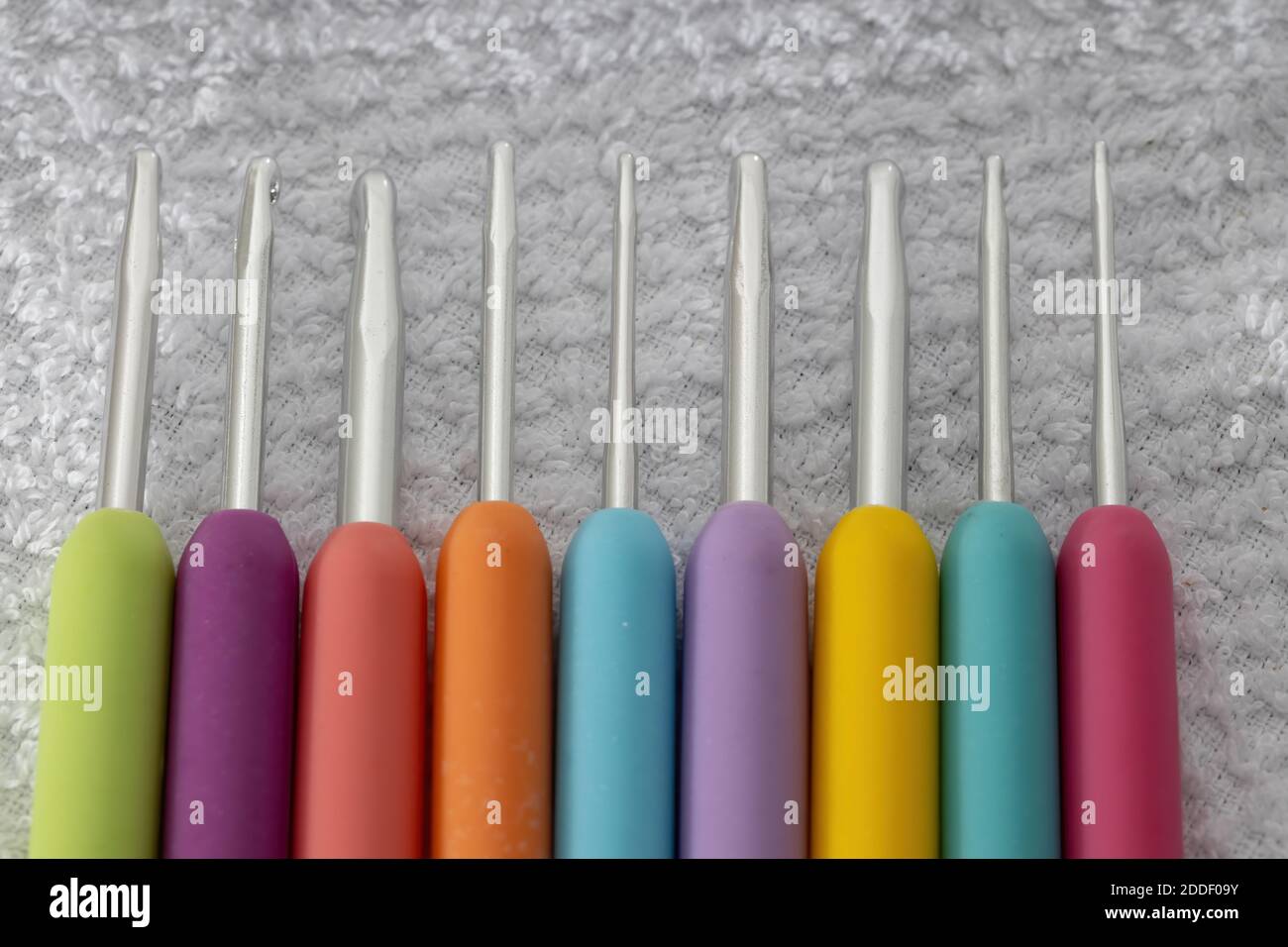 Crochet needles in close up Stock Photo - Alamy