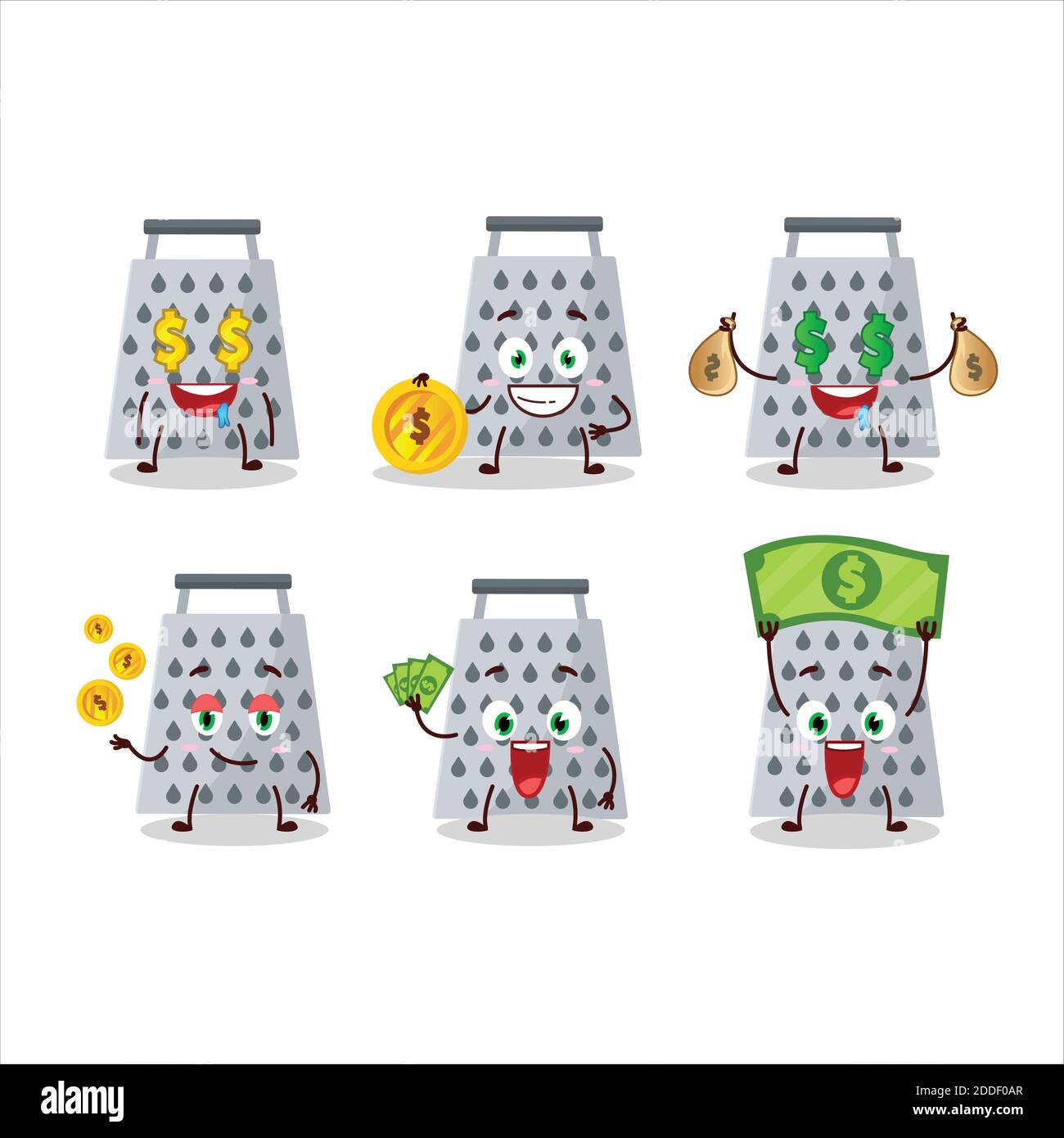 Grated cheese cartoon character with cute emoticon bring money. Vector ...