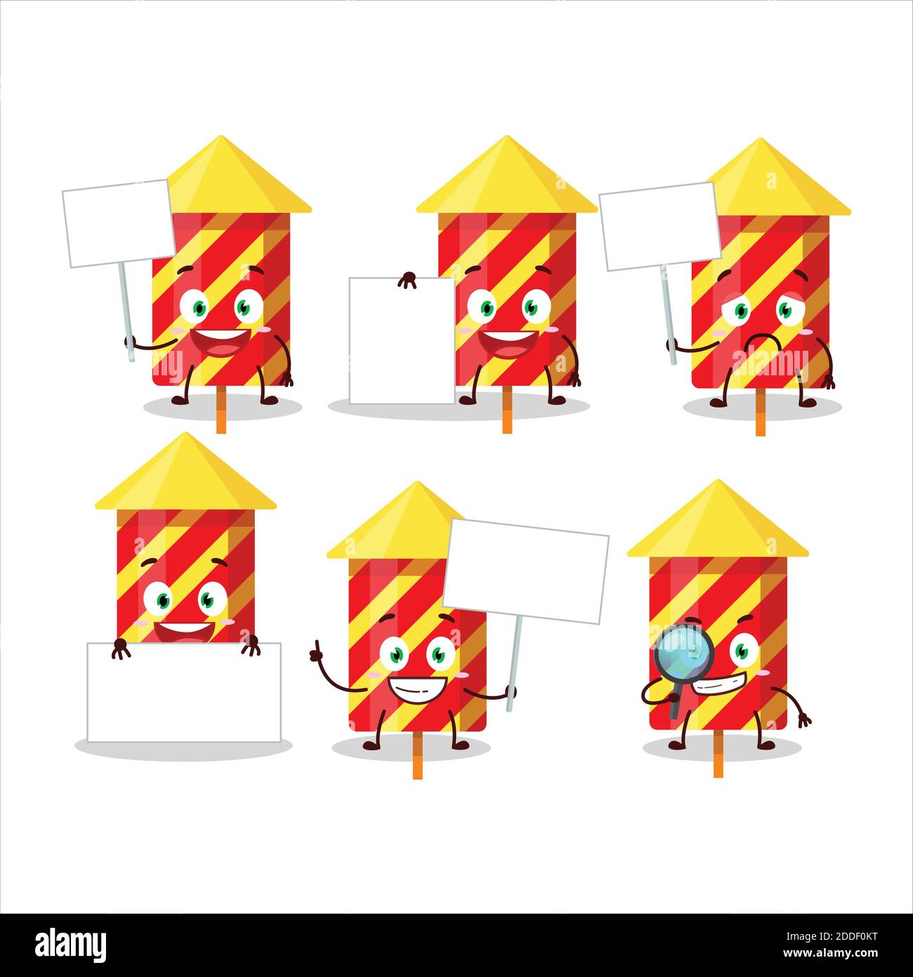 Red firecracker cartoon character bring information board. Vector ...