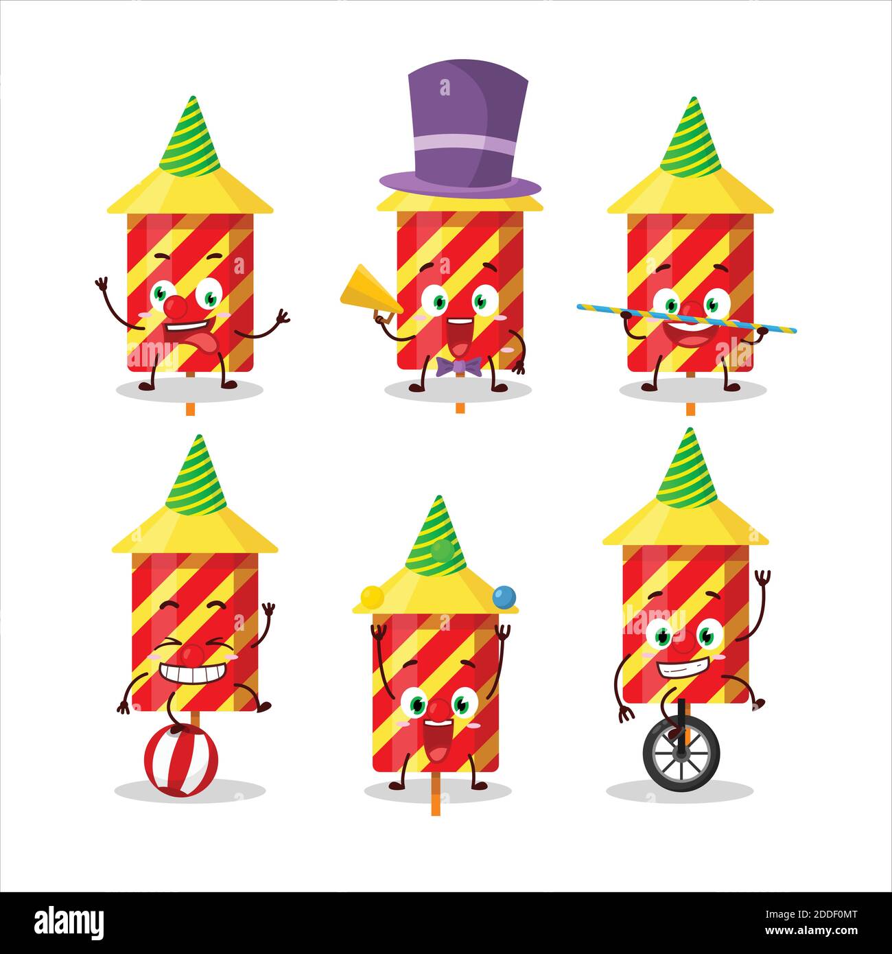 Cartoon character of red firecracker with various circus shows. Vector ...