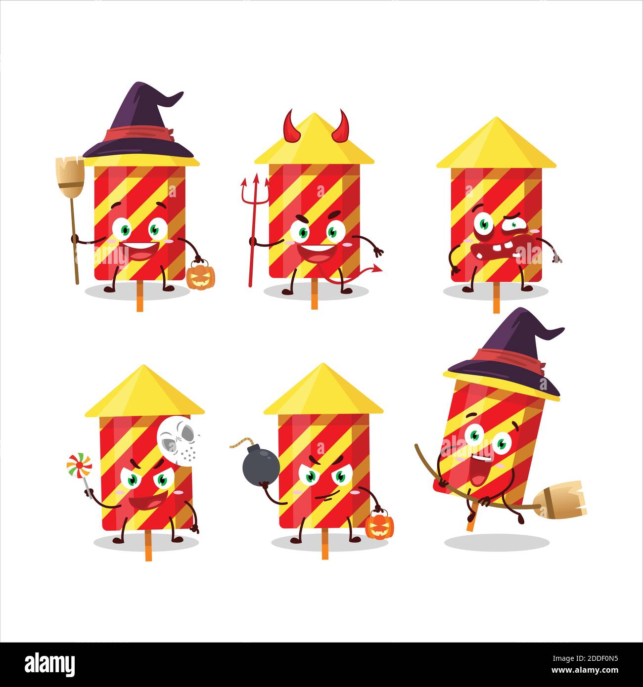 Halloween expression emoticons with cartoon character of red ...