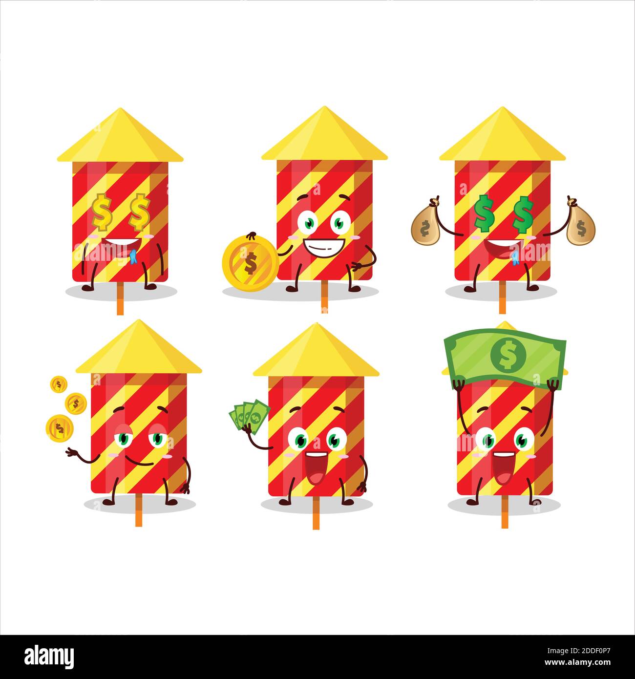 Red firecracker cartoon character with cute emoticon bring money ...