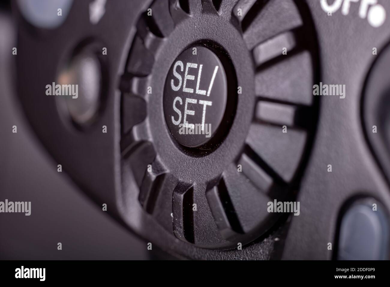 Physical selection button on a flash for professional cameras Stock ...