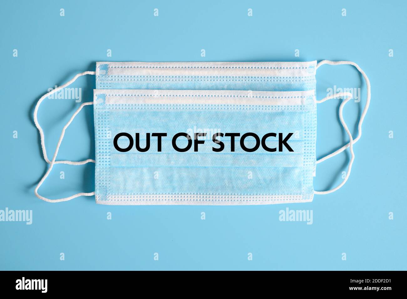 medical masks blue color with text "out of stock" on a blue background ...
