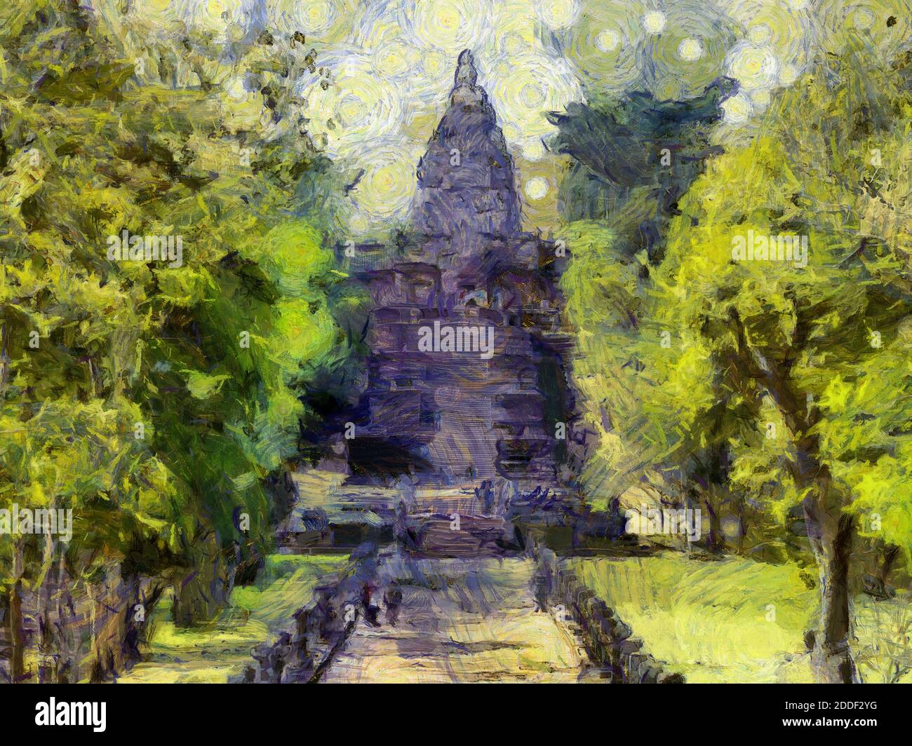 Landscape of ancient stone castle in Thailand Illustrations creates an ...