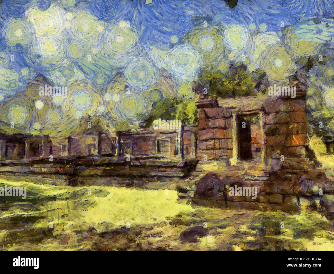 Landscape of ancient stone castle in Thailand Illustrations creates an ...