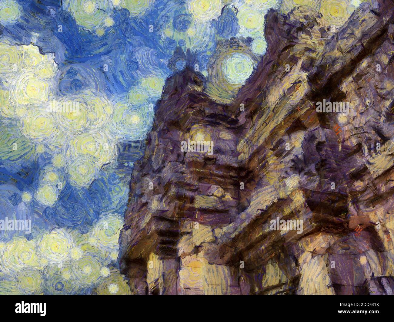 Landscape of ancient stone castle in Thailand Illustrations creates an ...