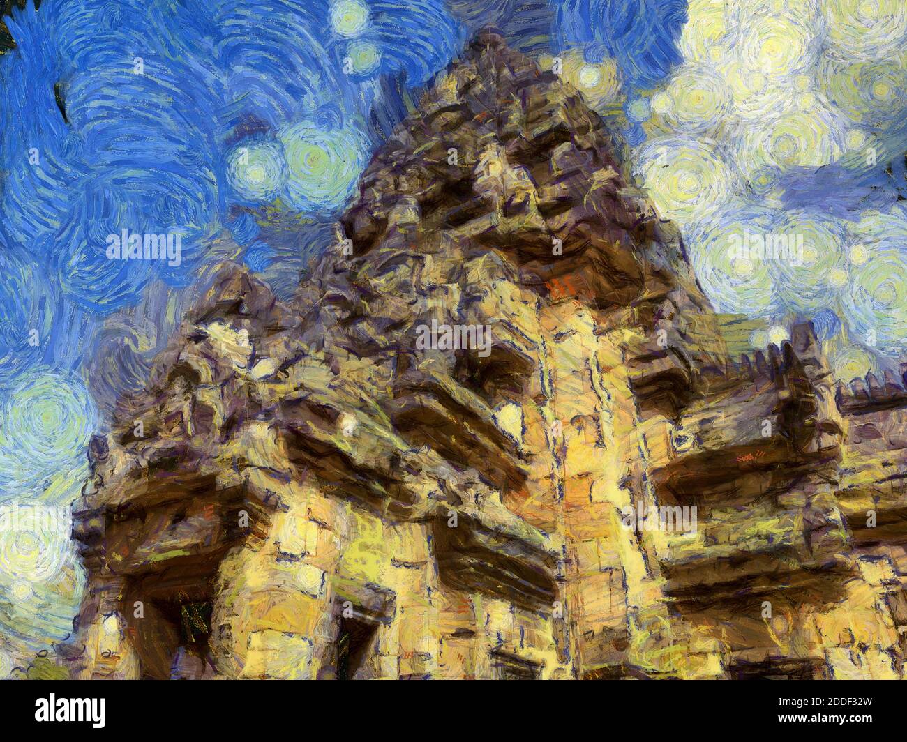 Landscape of ancient stone castle in Thailand Illustrations creates an ...